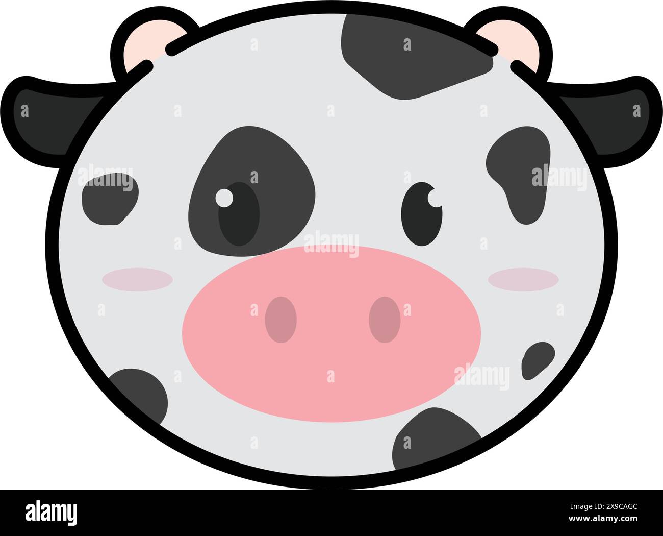 Cute kawaii cow animal character emoticon Vector illustration Stock ...