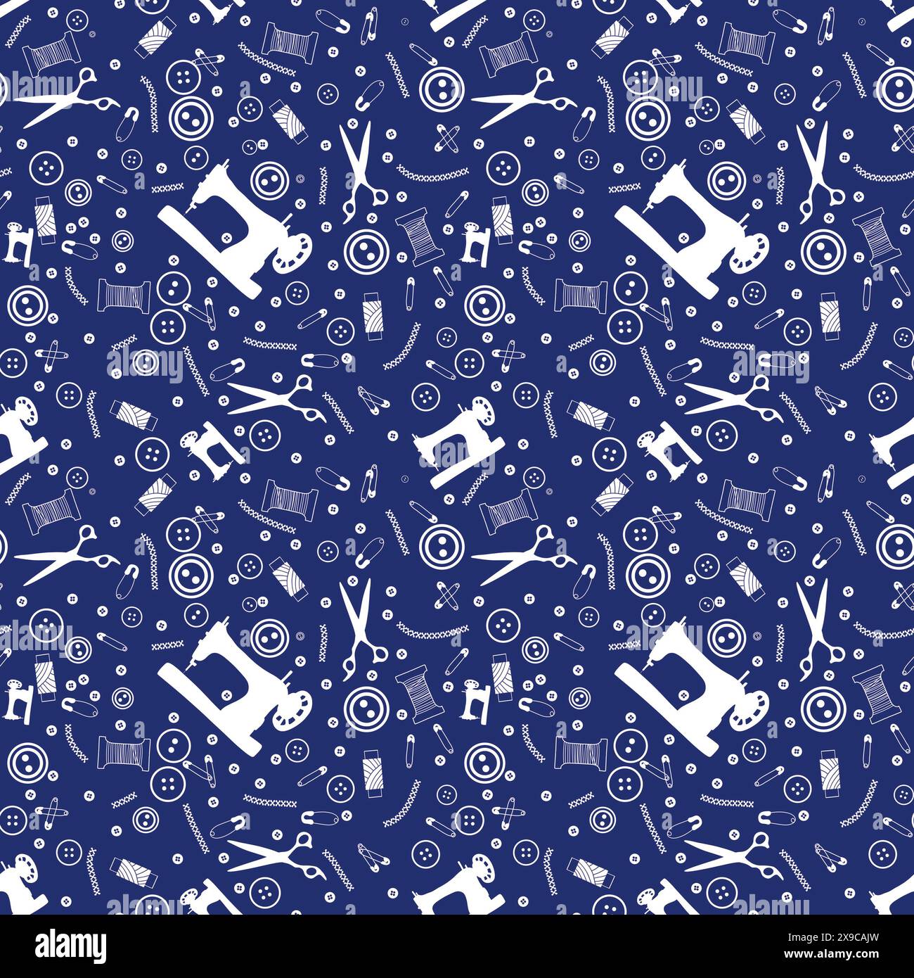 Cartoon silhouette hobbies seamless sewing machine pattern for wrapping ...