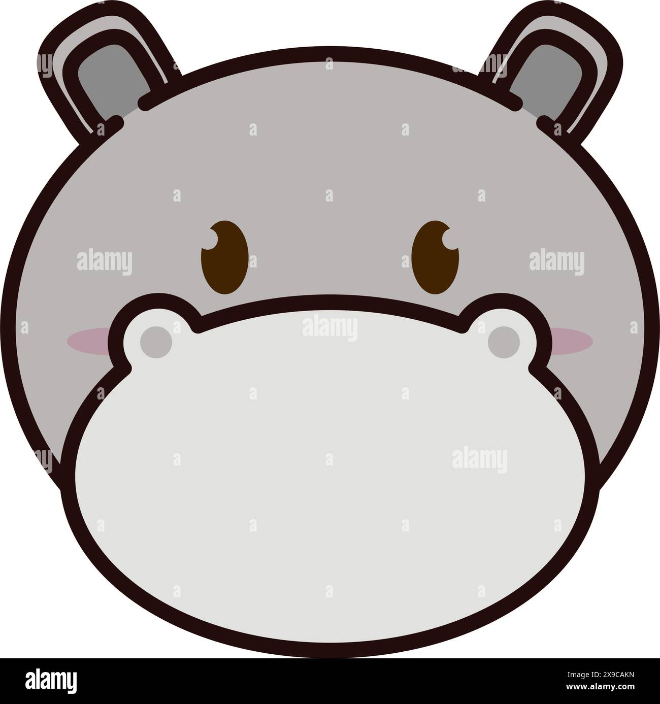 Cute kawaii hippo animal character emoticon Vector illustration Stock ...