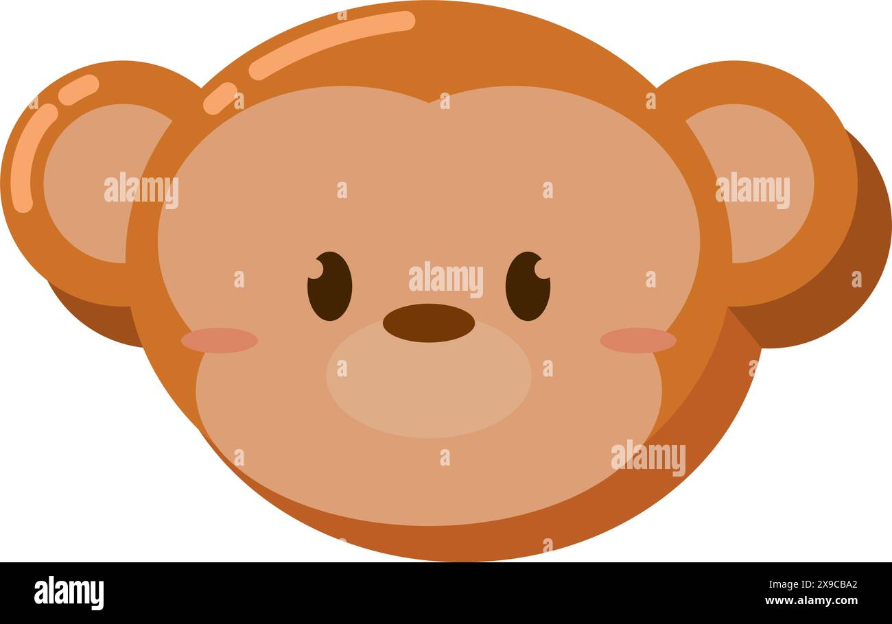 Cute kawaii monkey animal character emoticon Vector illustration Stock ...