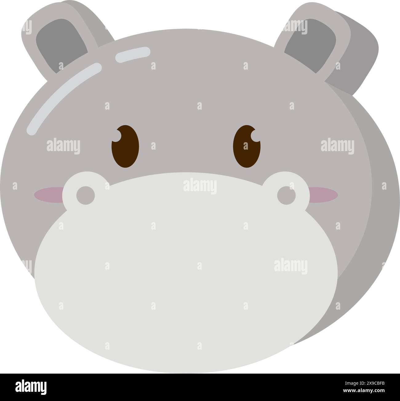 Cute kawaii hippo animal character emoticon Vector illustration Stock ...