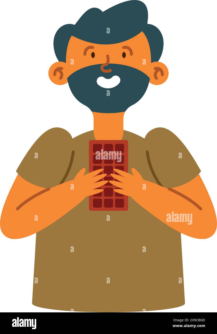 Man eating chocolate bar Stock Vector Images - Alamy