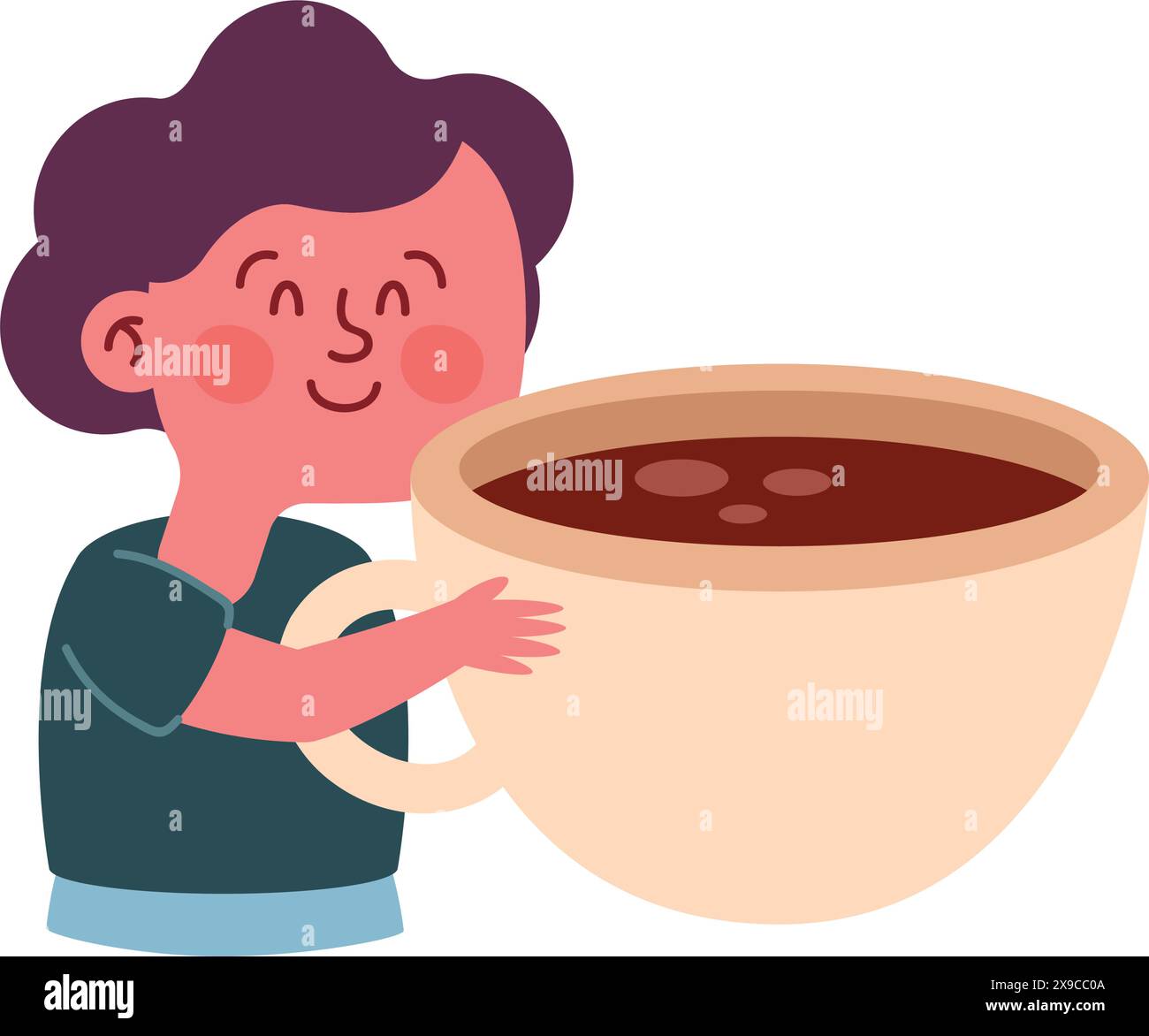 boy with big chocolate mug cartoon Stock Vector Image & Art - Alamy