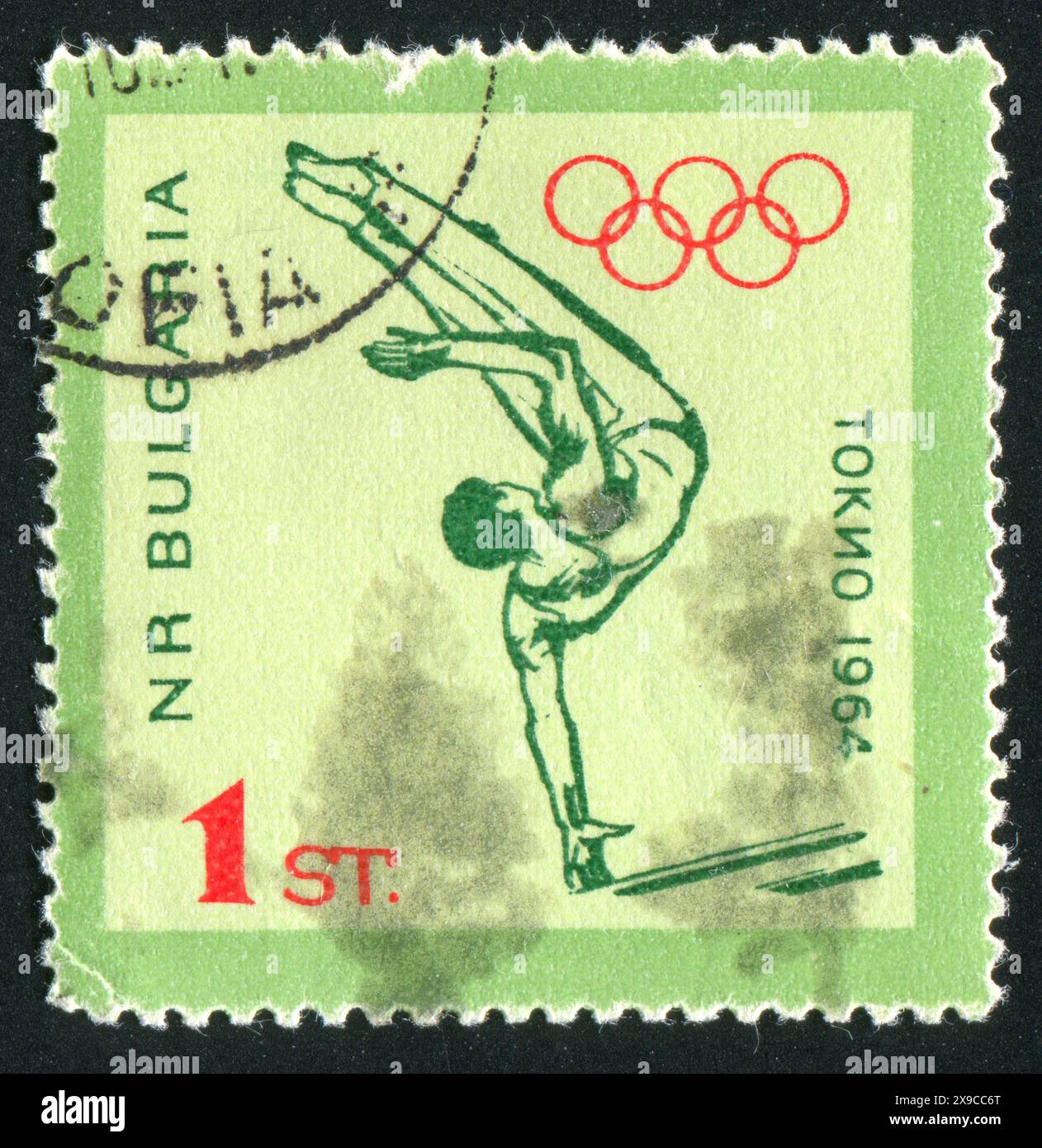 BULGARIA - CIRCA 1964: stamp printed by Bulgaria, shows Gymnast on ...