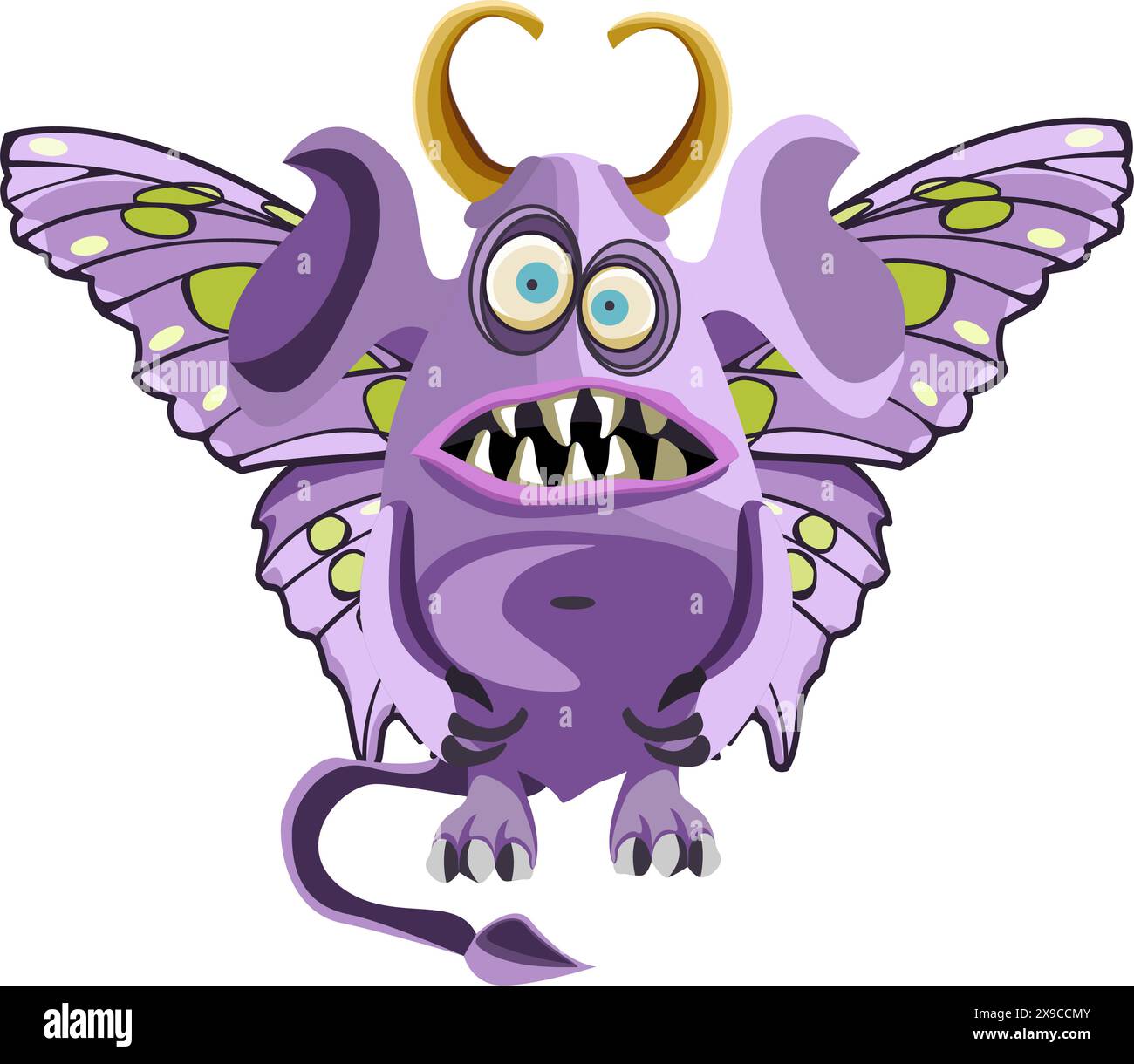 Monster with butterfly wings character design. Vector illustration ...