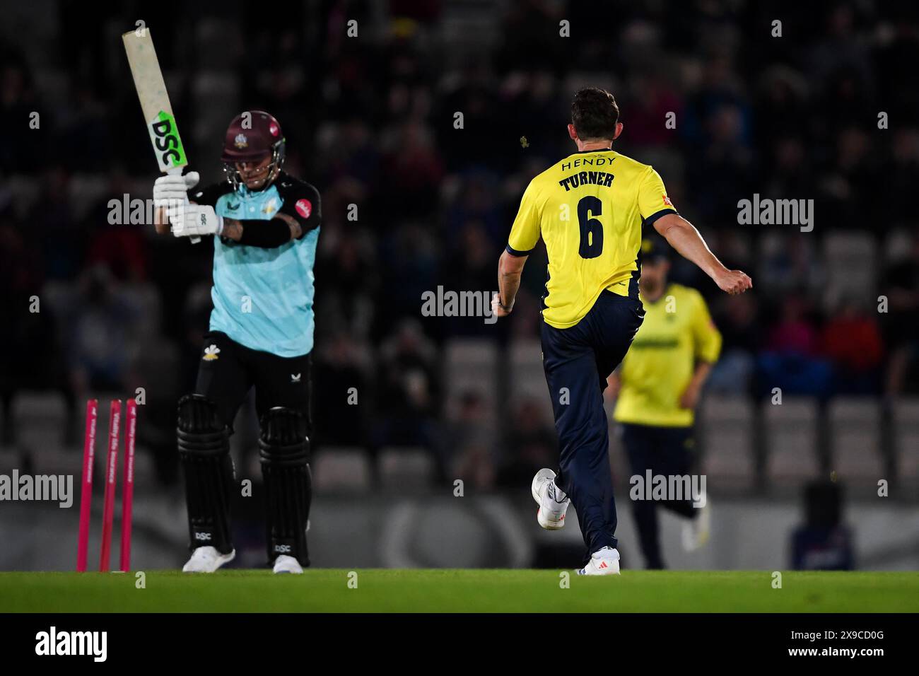 Southampton, UK. 30 May 2024. John Turner of Hampshire Hawks celebrate ...