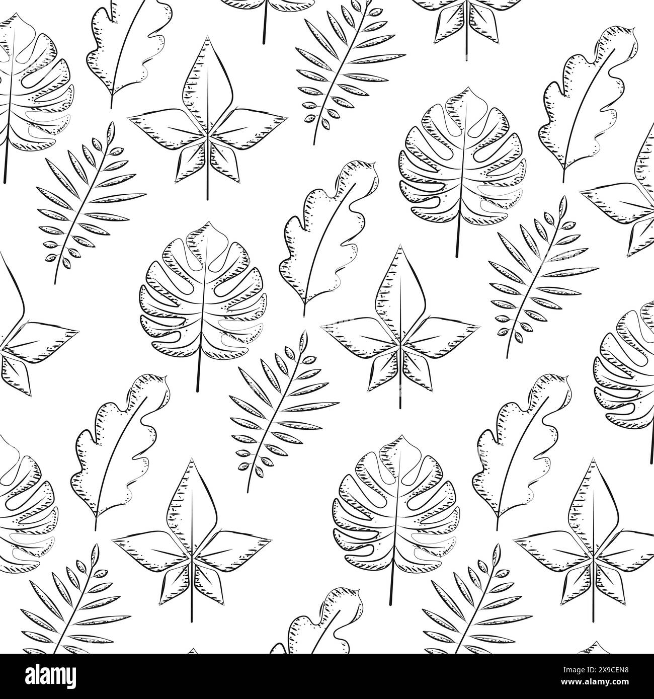 Leaves sketch icons Pattern background Vector Stock Vector Image & Art ...