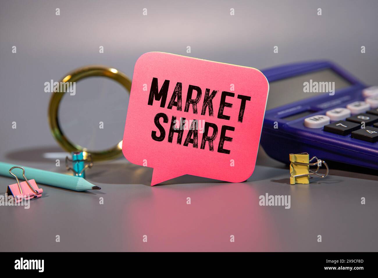 MARKET SHARE text written on notebook on chart and diagram Stock Photo ...