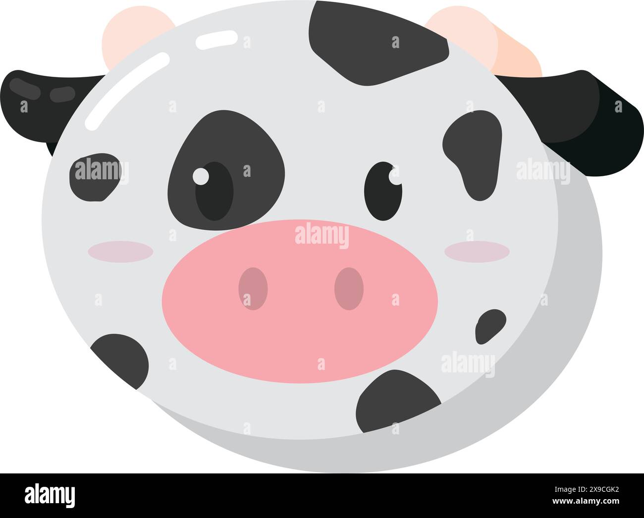 Cute kawaii cow animal character emoticon Vector Stock Vector Image ...