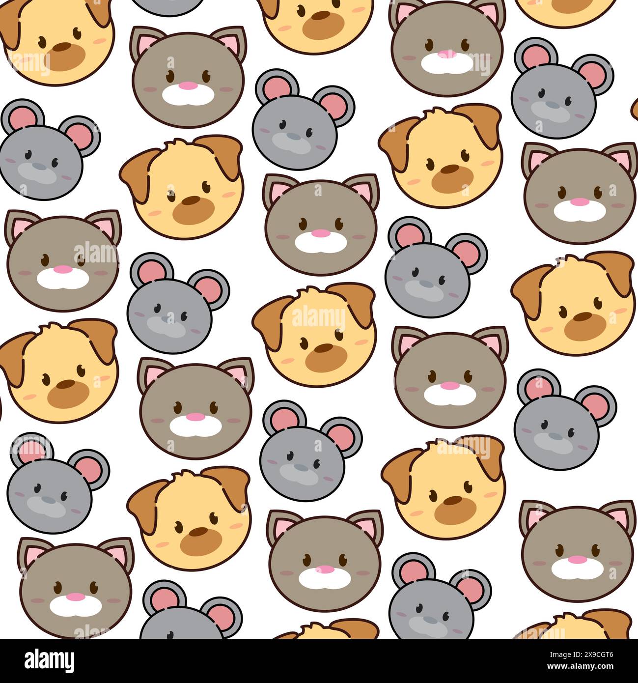Kawaii animal emoticon pattern background Vector Stock Vector Image ...