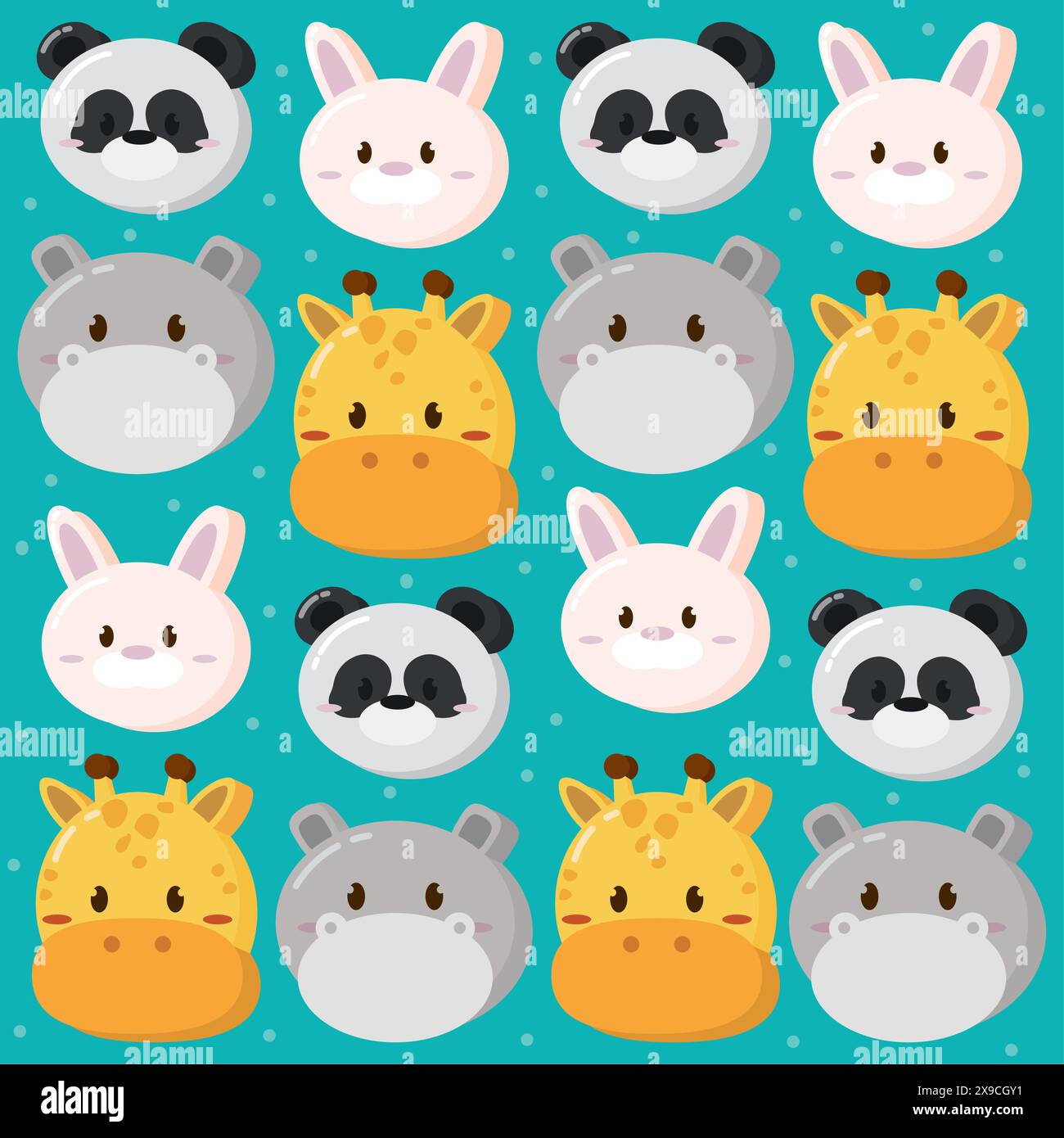 Kawaii animal emoticon pattern background Vector Stock Vector Image ...