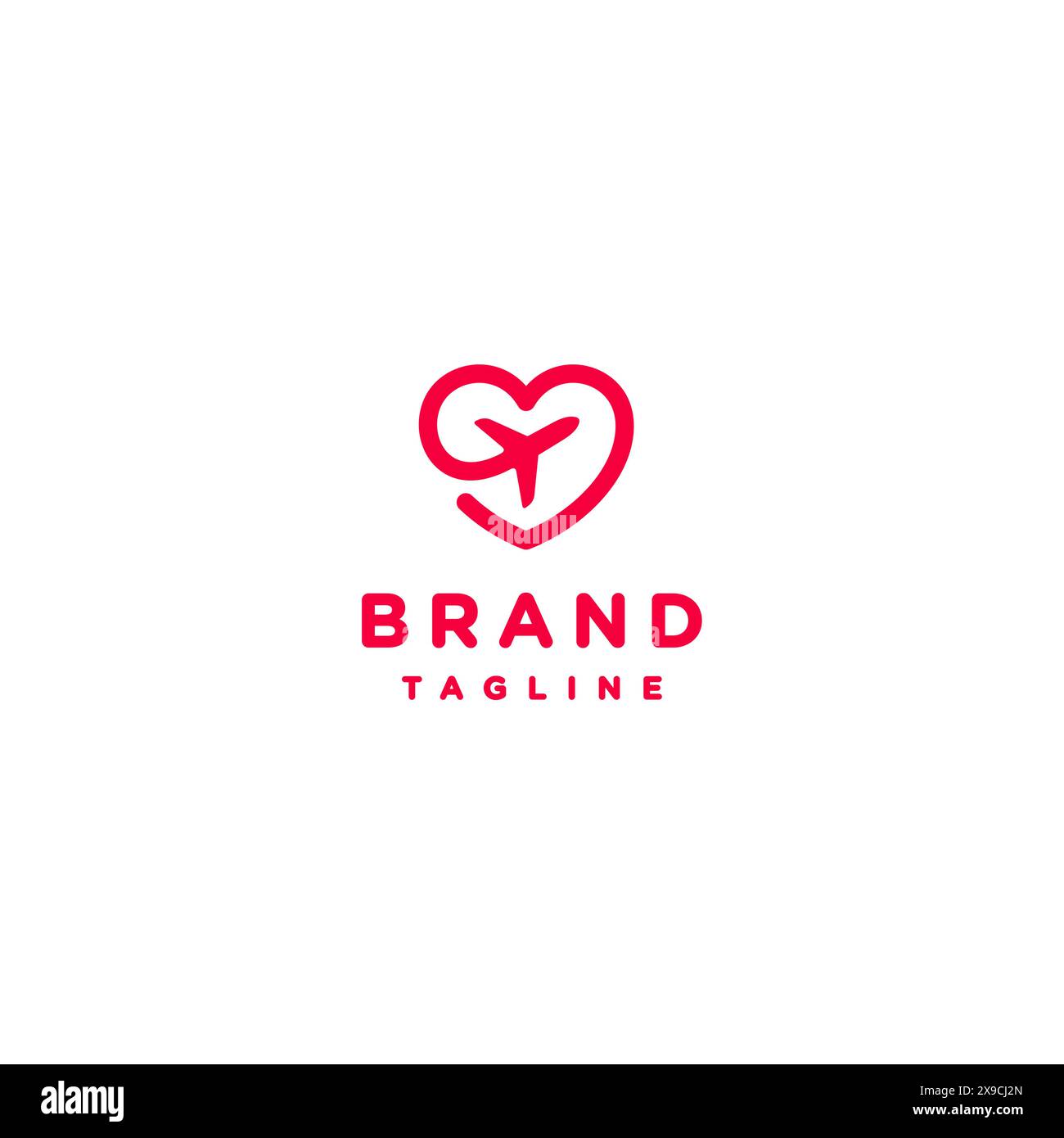 Heart and Plane Symbol in One Continuous Line. Plane Silhouette inside ...