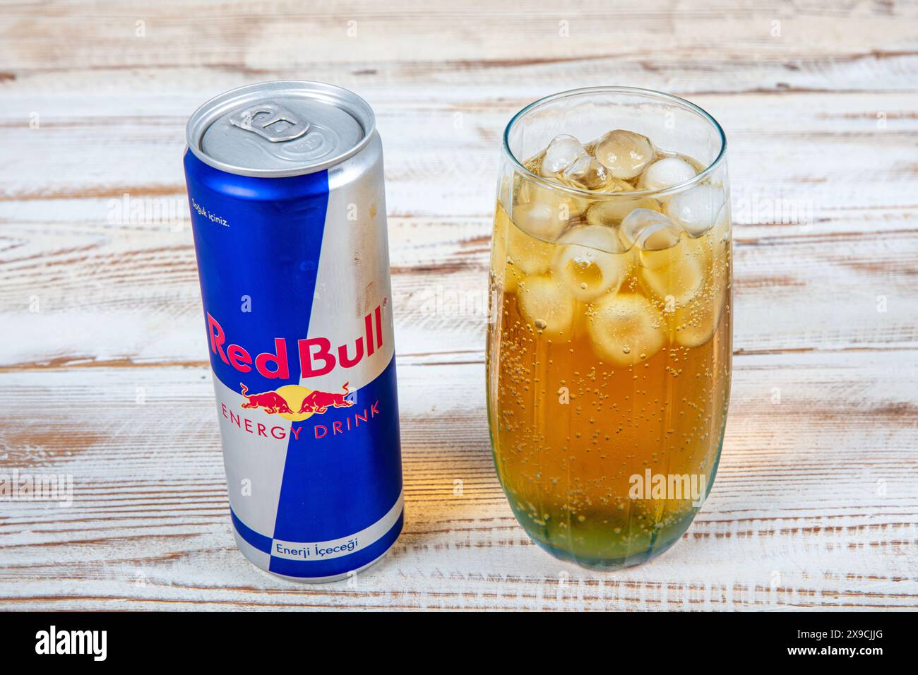 Istanbul Turkey 28 July 2023 ; A picture of cold Red Bull Energy Drink ...