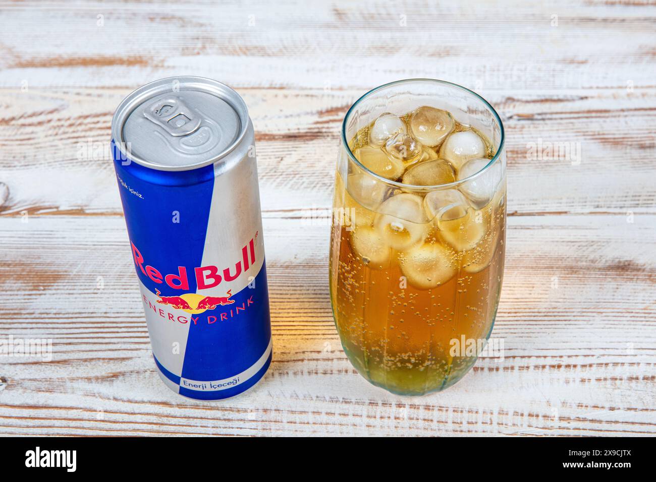 Istanbul Turkey 28 July 2023 ; A picture of cold Red Bull Energy Drink ...