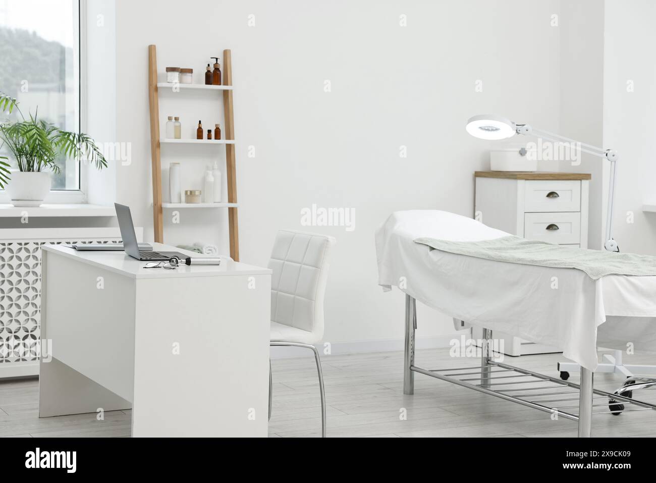 Modern interior of dermatologist's office with examination table Stock ...
