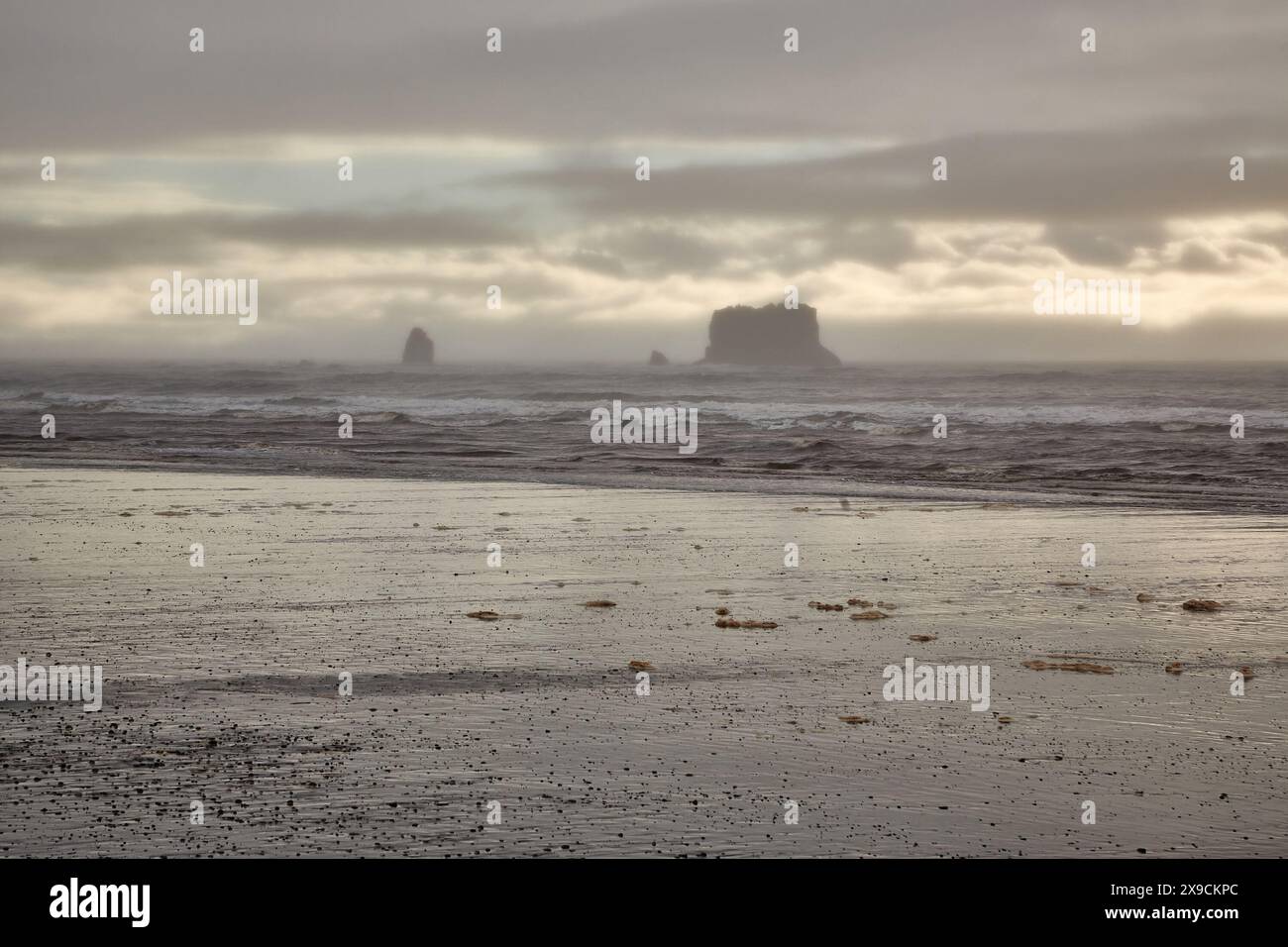 Pacific Ocean landscape, with small cliff island Stock Photo - Alamy