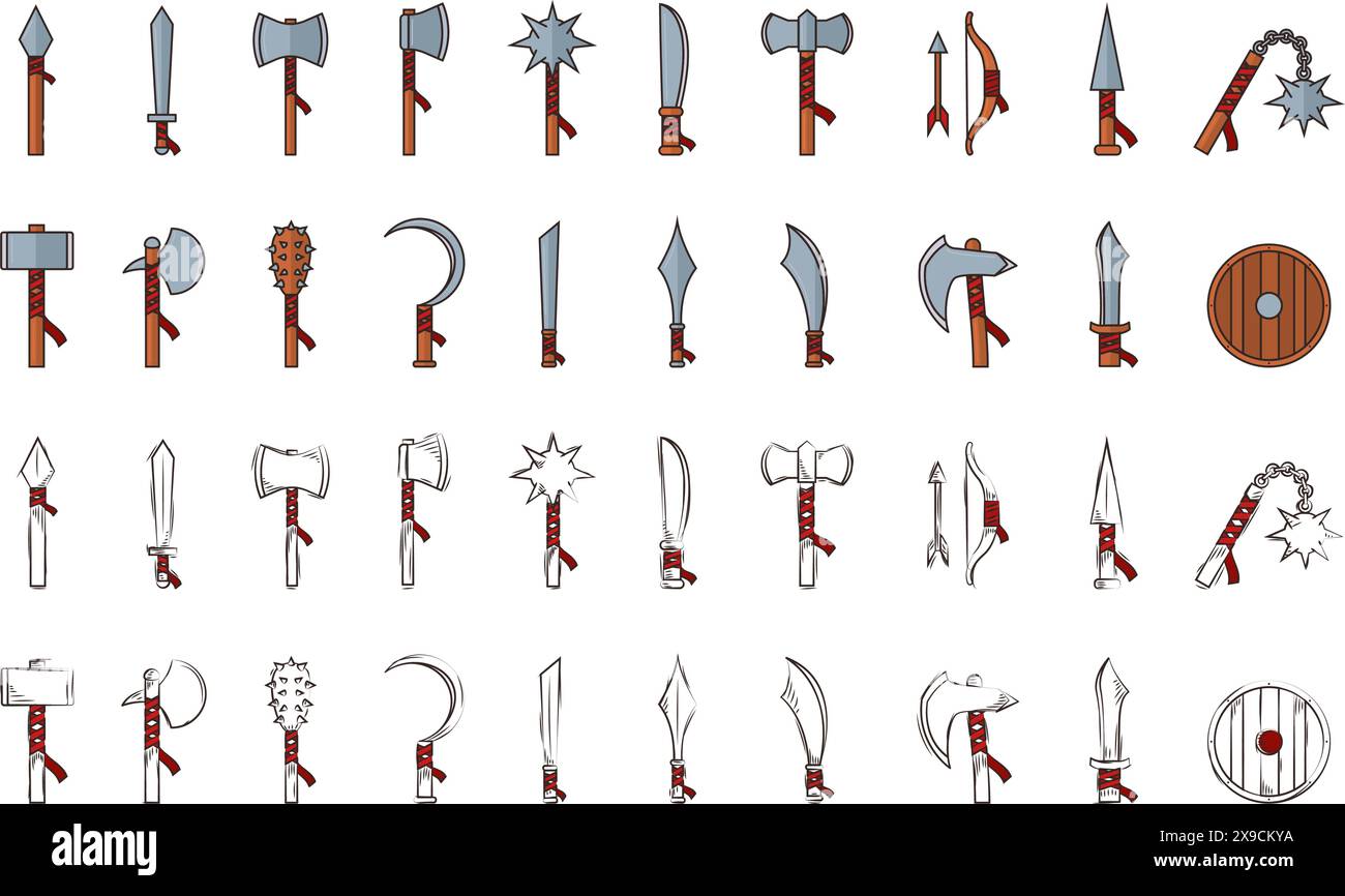 Set of medieval weapons icons Vector Stock Vector Image & Art - Alamy