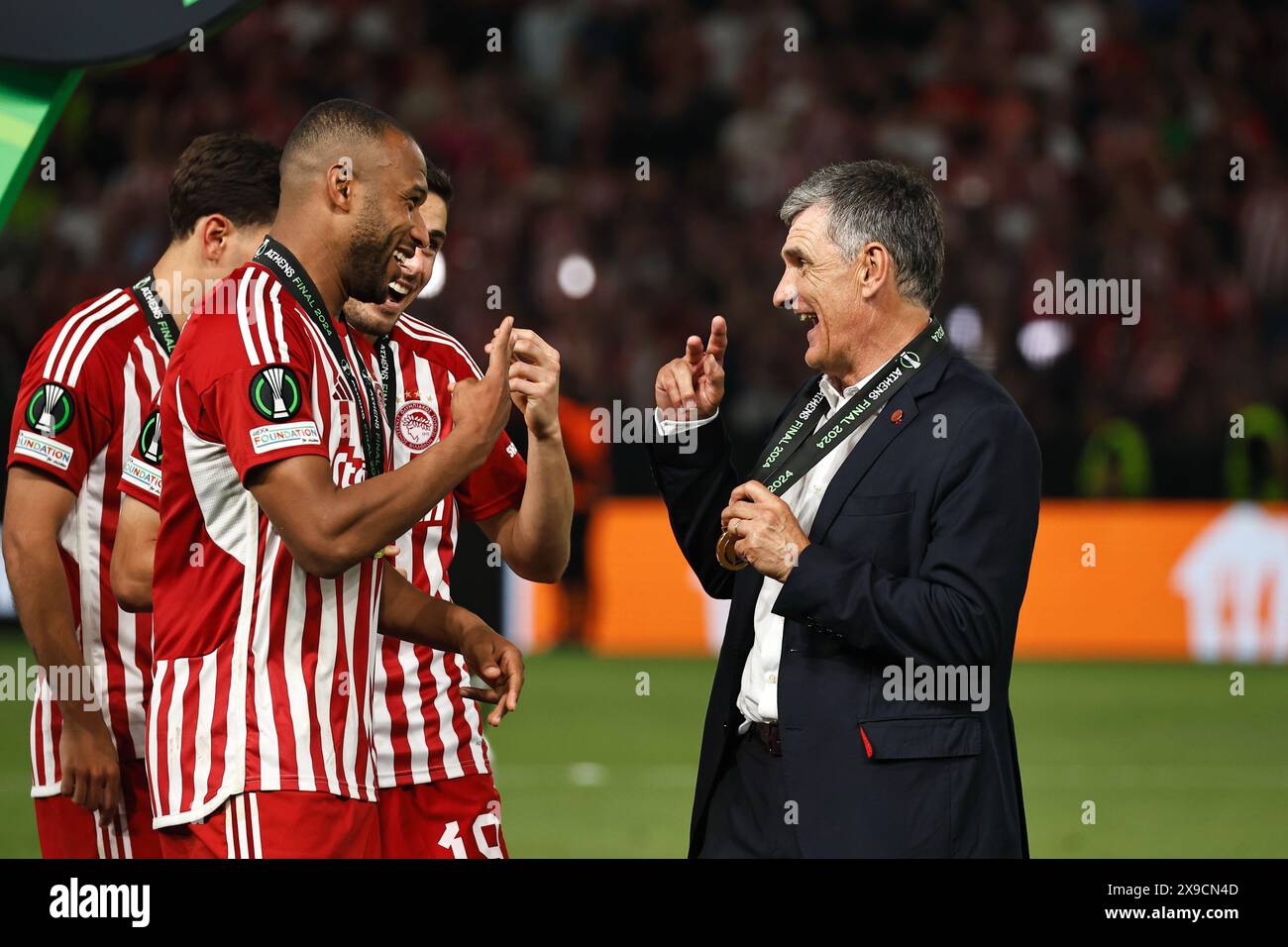 Athens, Greece. 29th May, 2024. (L-R) Ayoub El Kaabi, Jose Luis ...