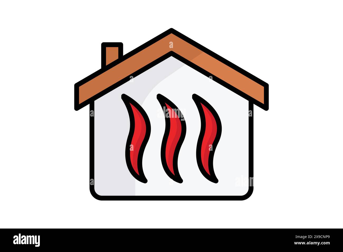 Heating icon. house with heat. icon related to utilities. colored outline icon style. utilities ...