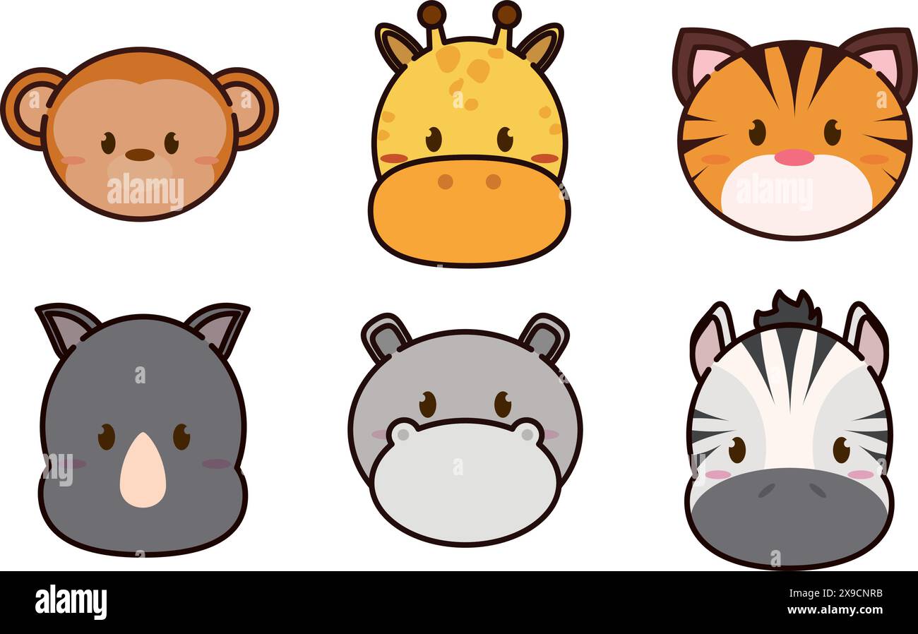 Set of kawaii animal emoticons Vector Stock Vector Image & Art - Alamy