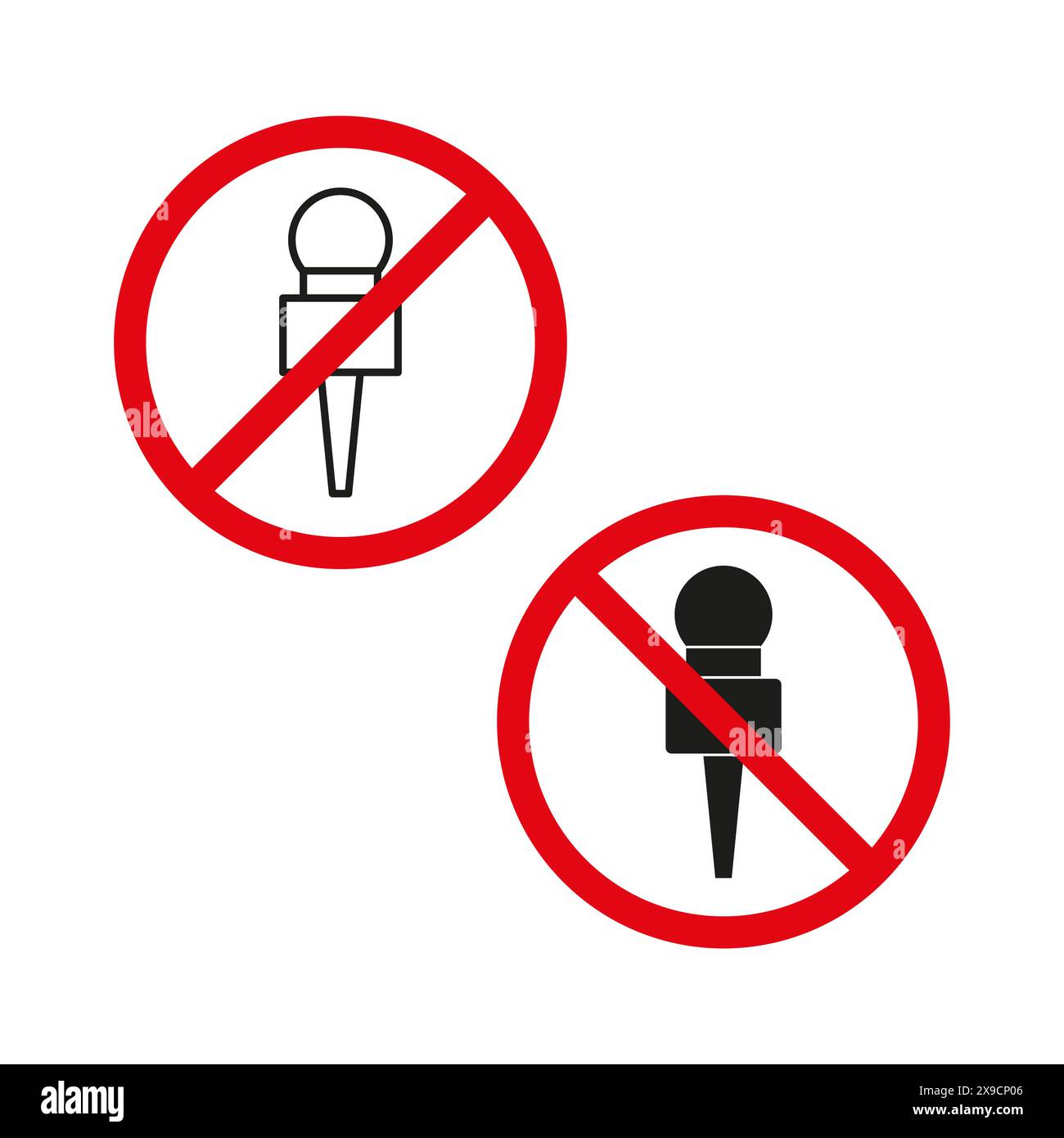 No microphone icons. Red prohibition signs. Audio recording banned ...
