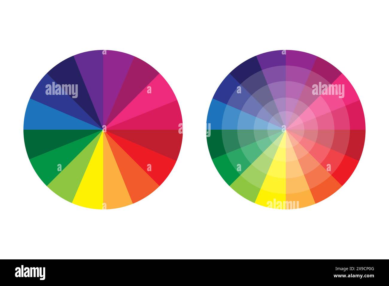 Color wheel icons. Bright spectrum vector. Circular gradient ...