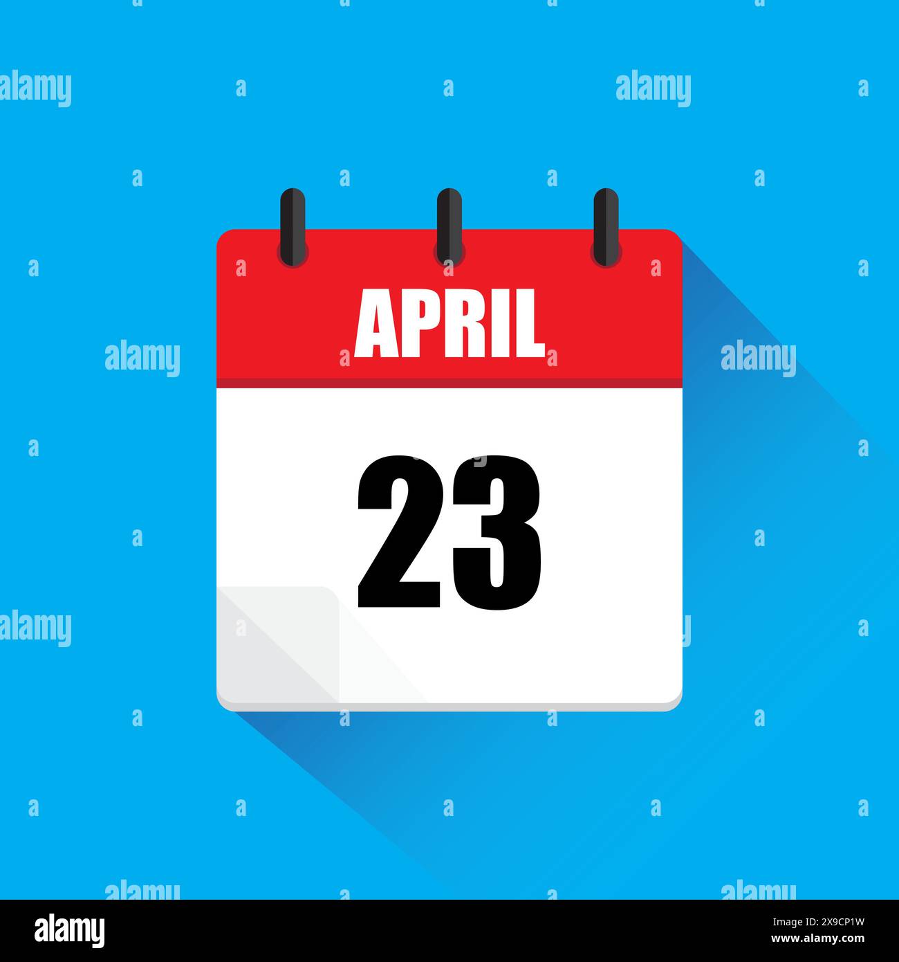 April calendar icon. Date twenty three. Red and white. Vector design ...