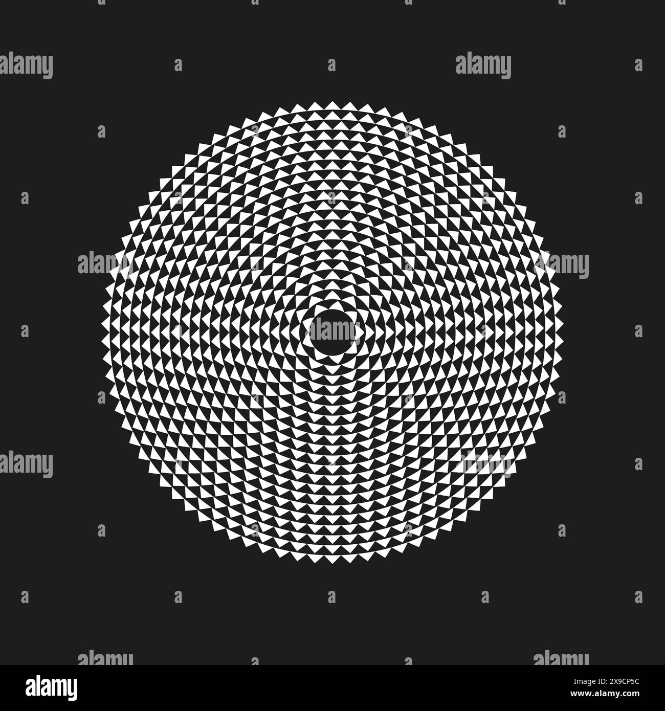 Abstract Circular Pattern Black Background White Triangle Shapes