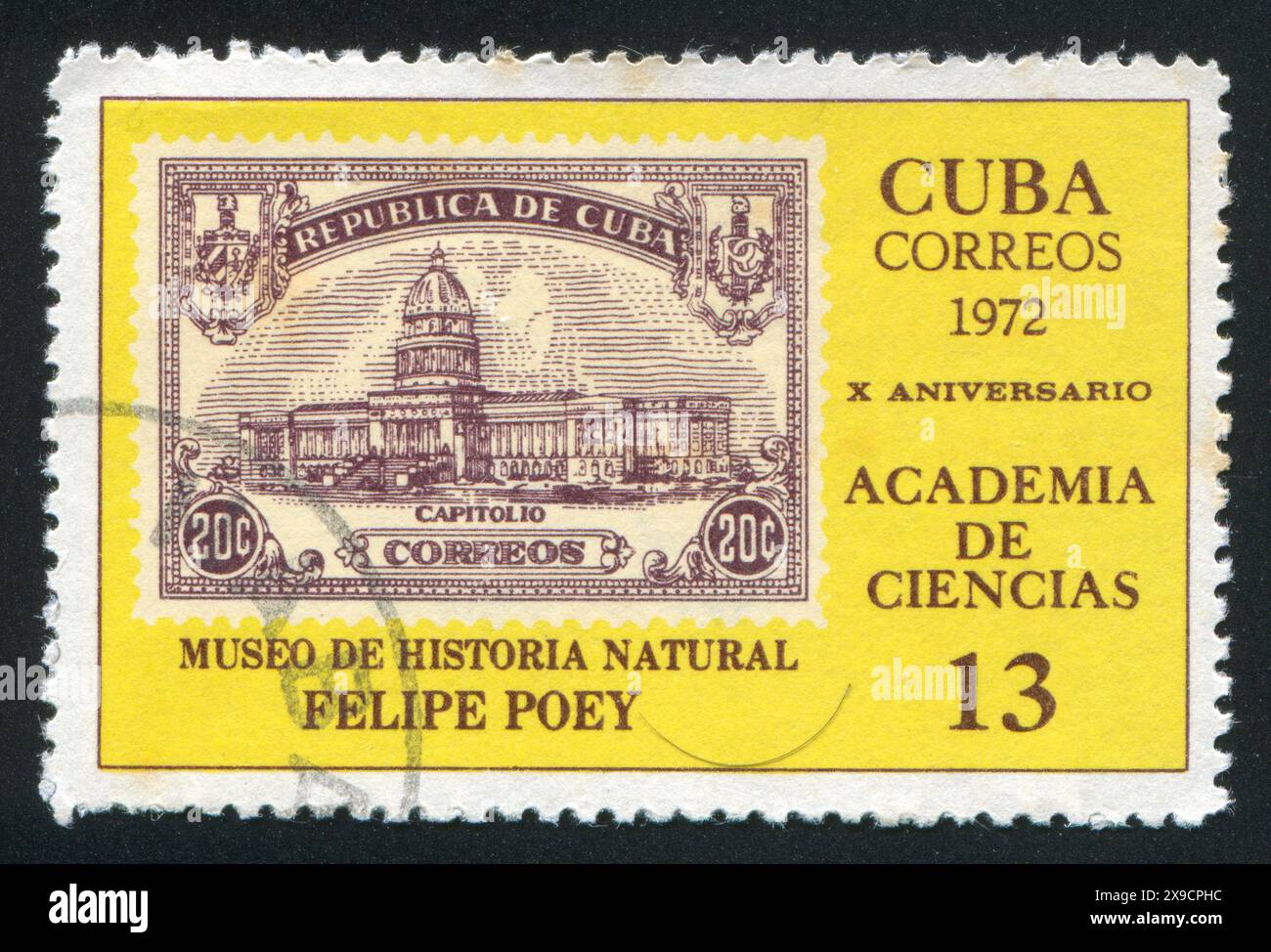 CUBA - CIRCA 1972: stamp printed by Cuba, shows Academy of Sciences ...