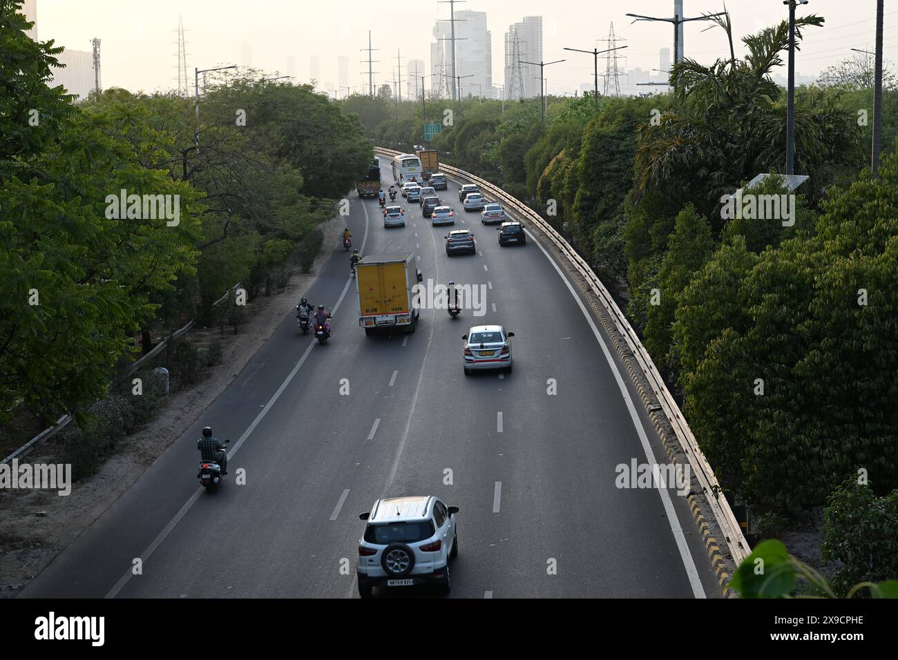 Showcase the six-lane highway stretching into the distance ...