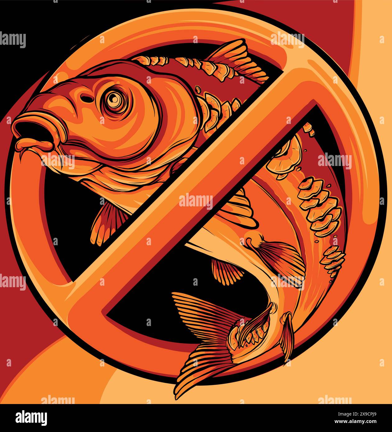 vector No fish forbidden sign symbol on white background Stock Vector ...