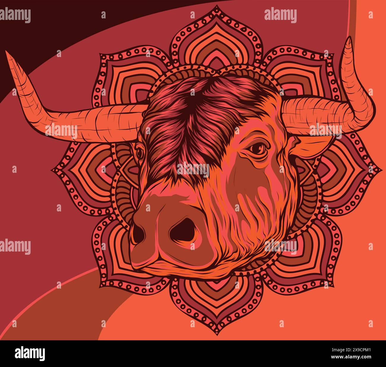 Vector illustration, a ferocious bull head on a white background Stock ...