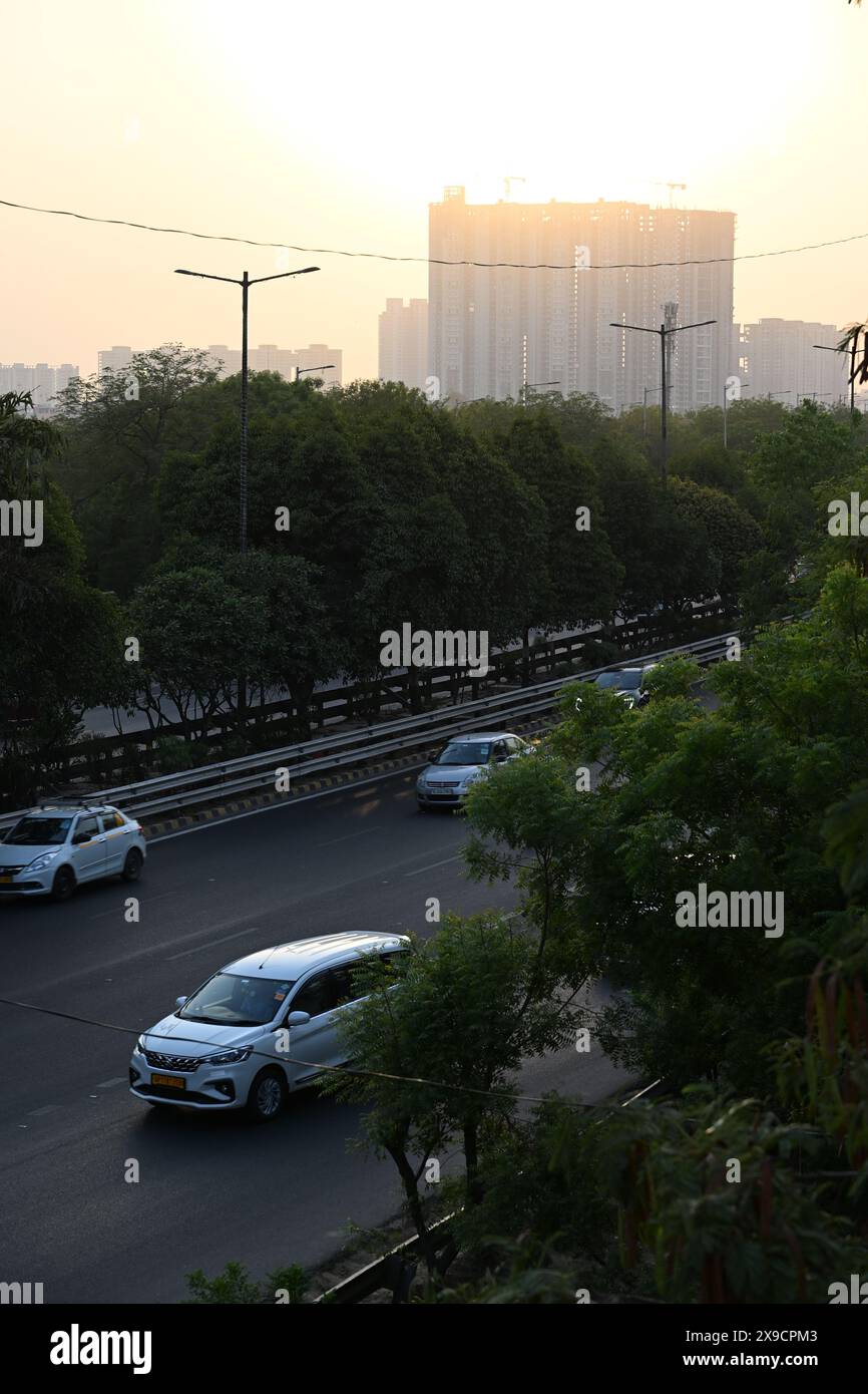 Showcase the six-lane highway stretching into the distance ...