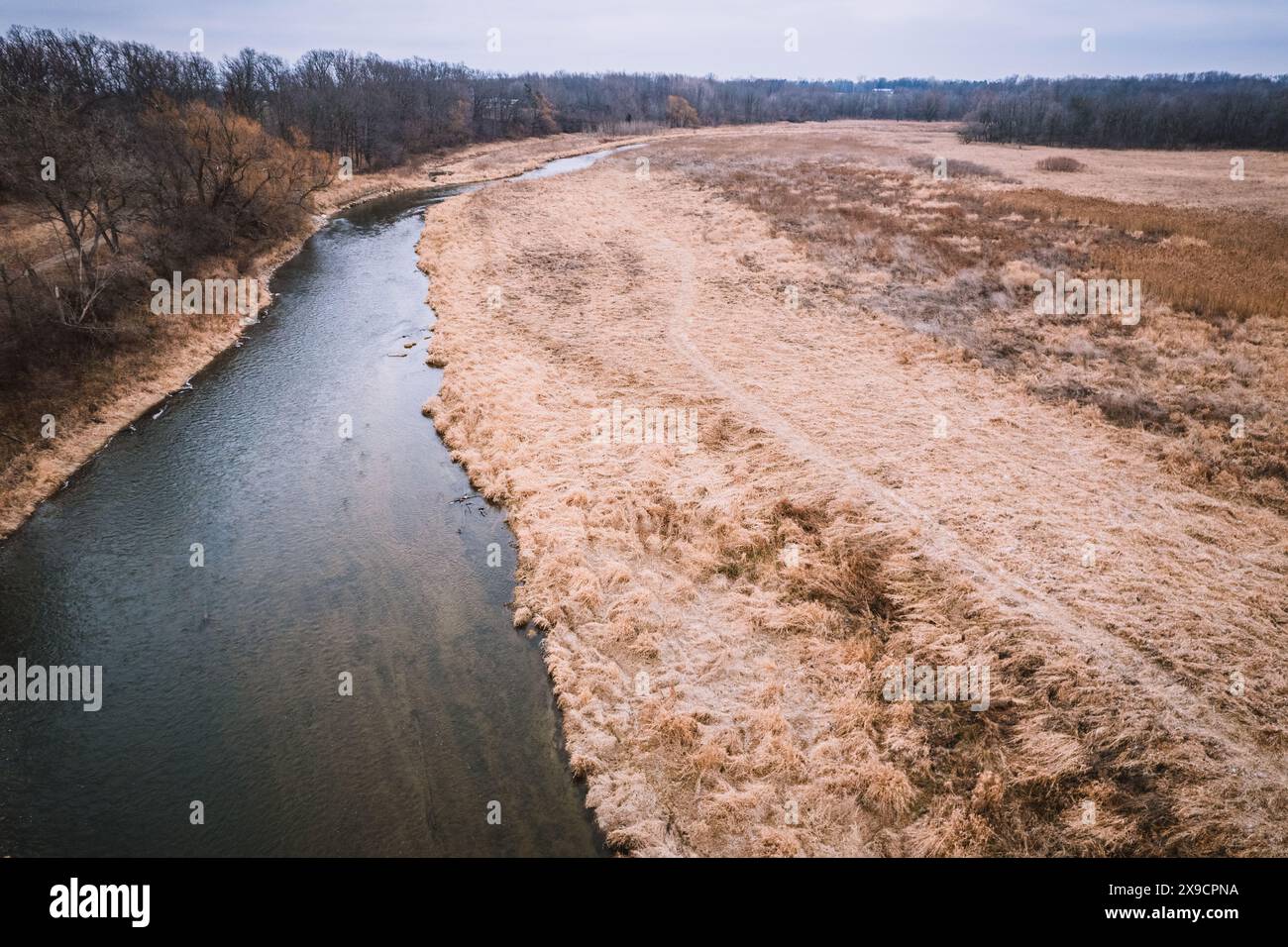 Aerial view meandering river flowing hi-res stock photography and ...