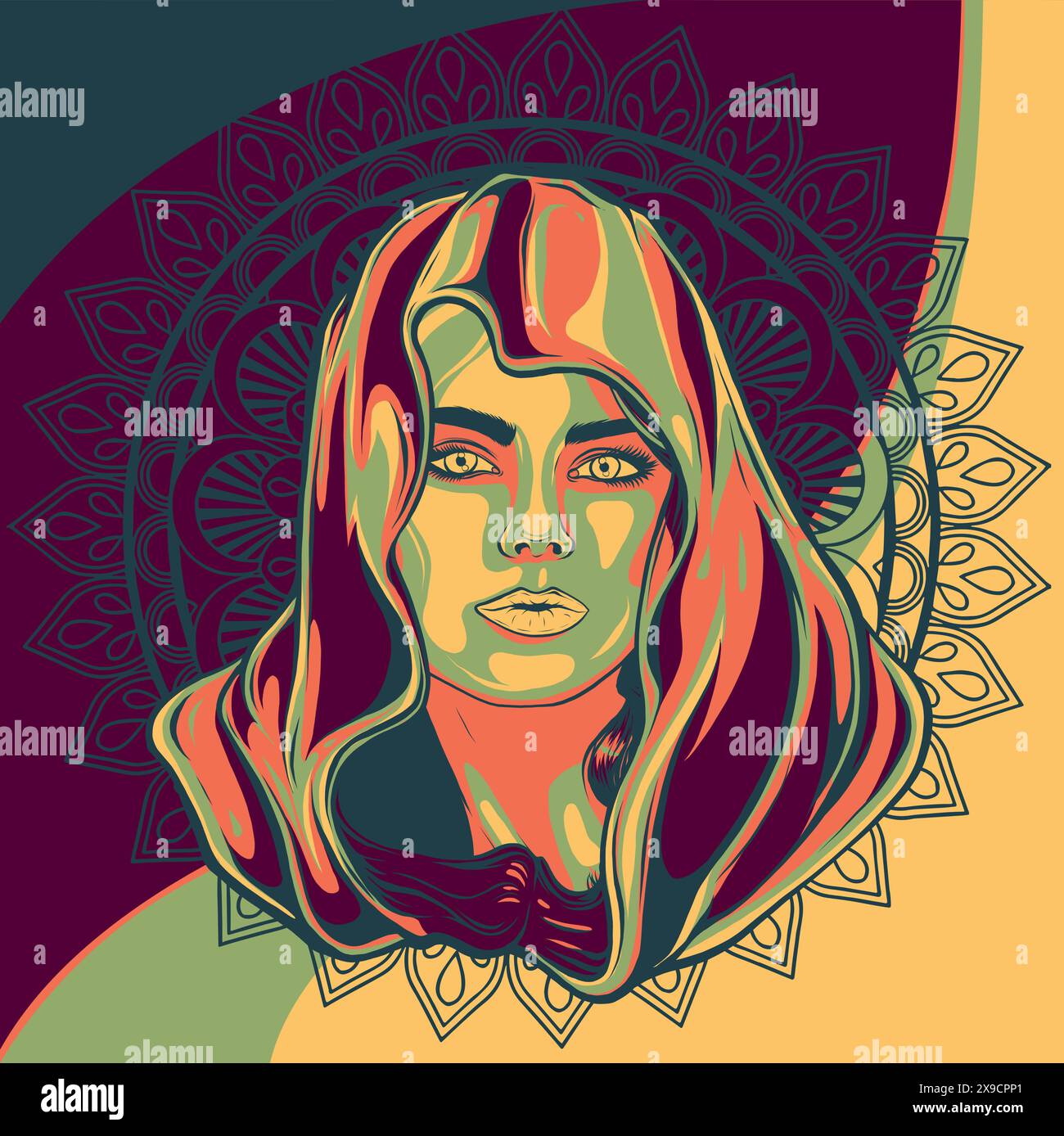 Mysterious woman elf in the hood. Vector hand drawn illustration Stock ...