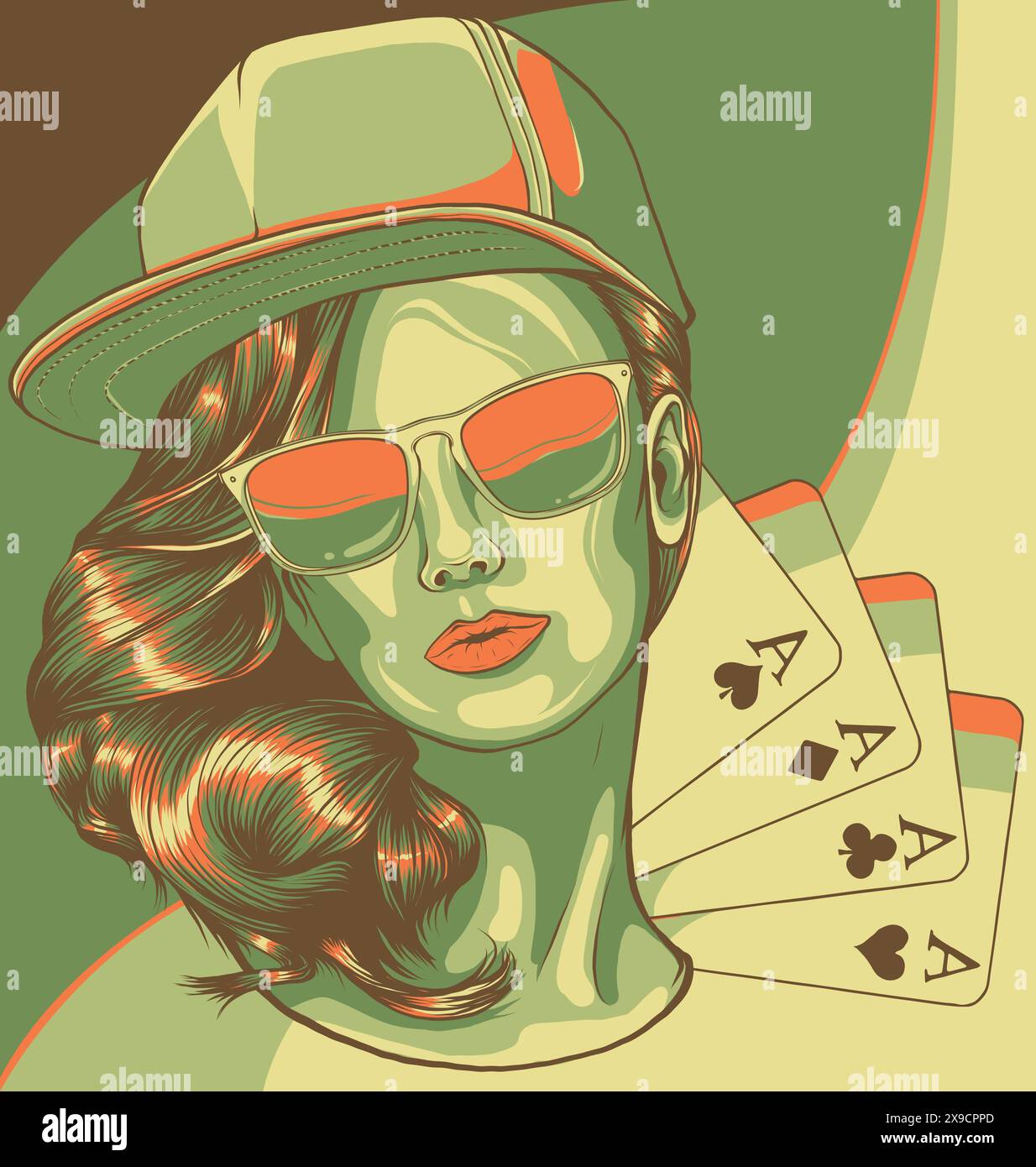 vector illustration of woman with poker symbols Stock Vector Image ...