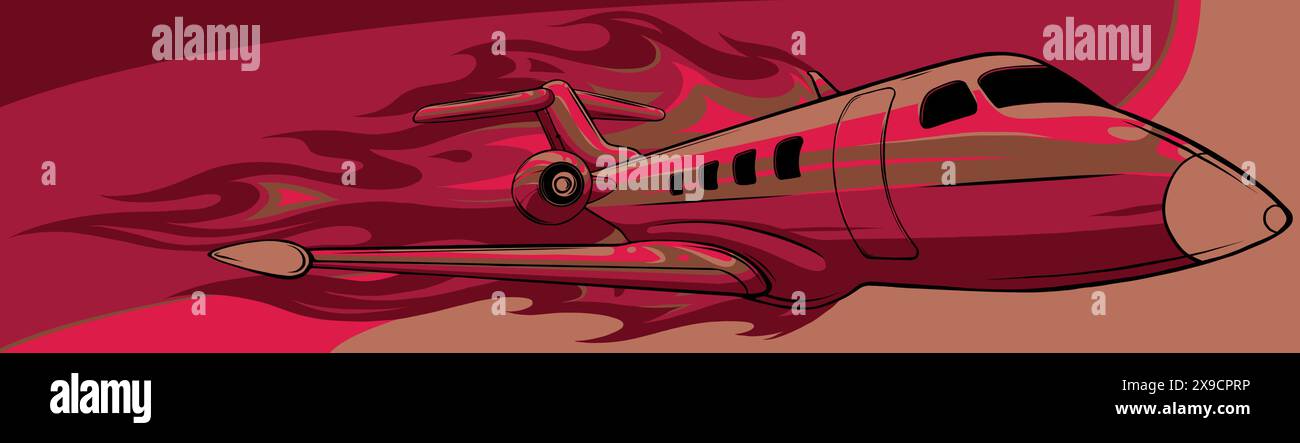 vector illustration of Burning airplane on white background Stock ...