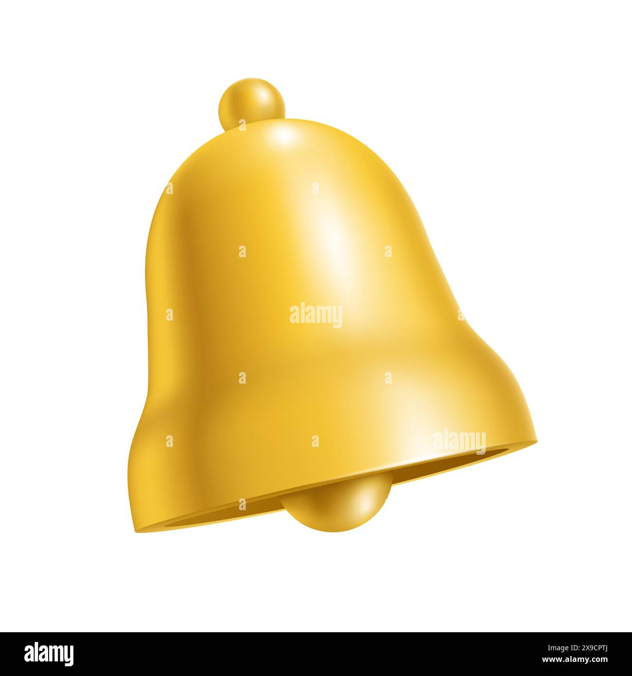 A detailed and vibrant yellow bell vector illustration featuring smooth ...