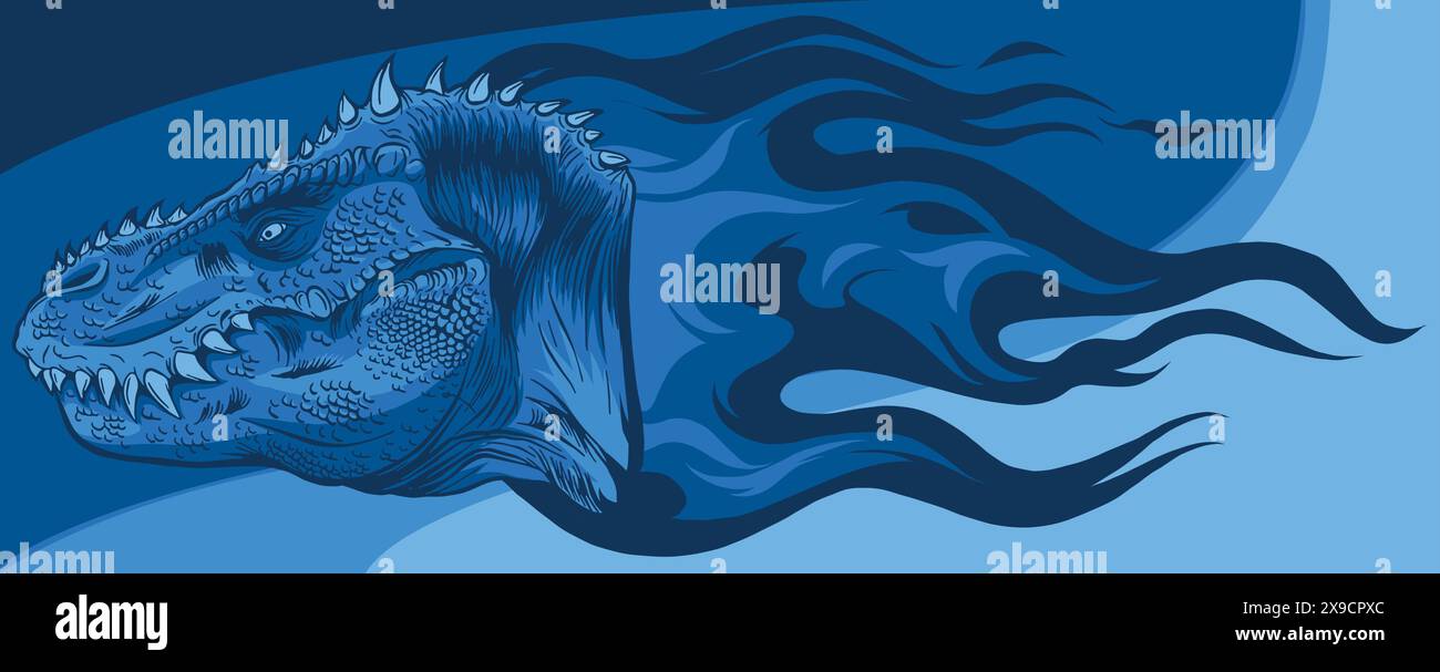 Vector illustration tyrannosaurus rex with flame on white background ...