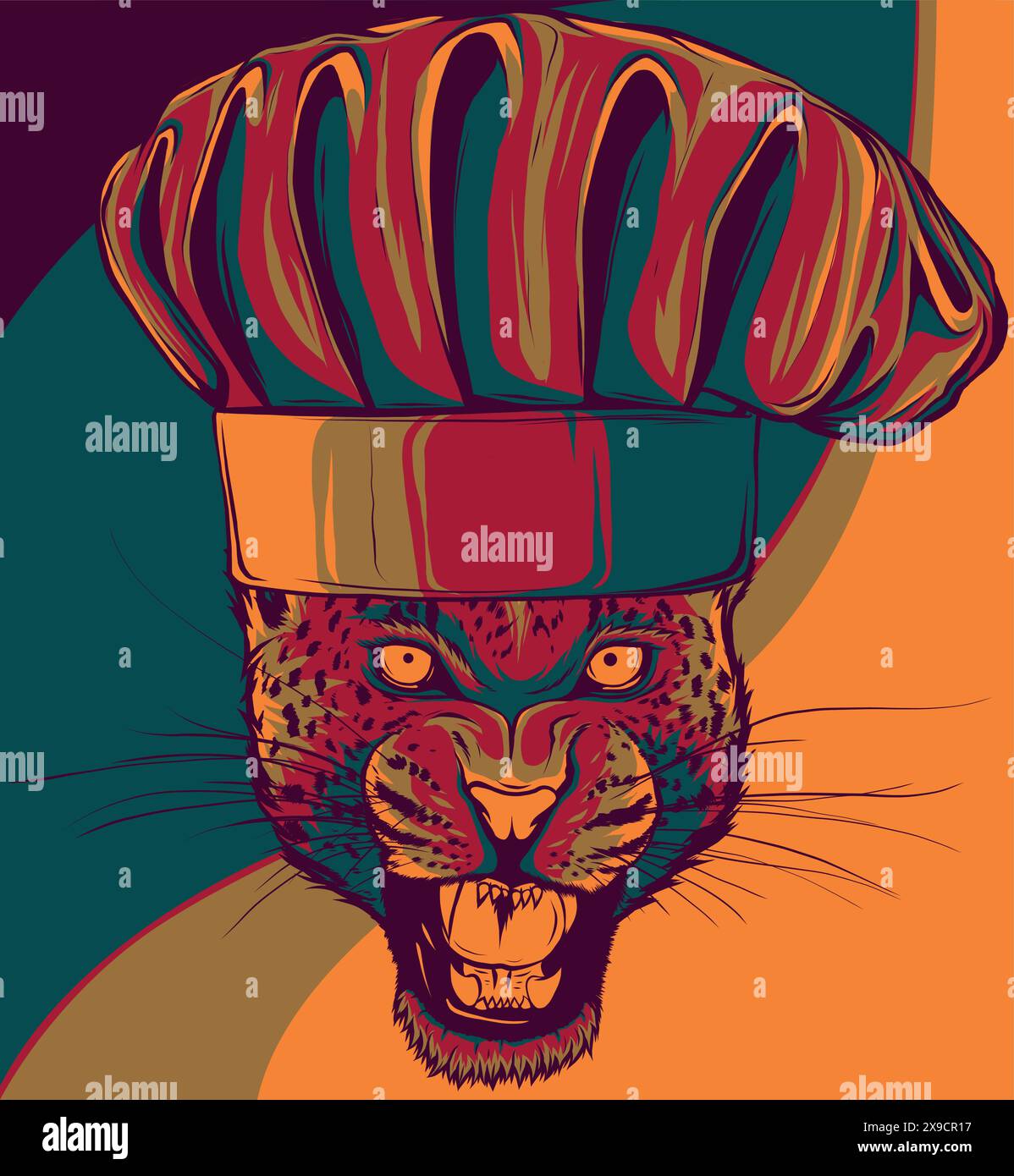 vector illustration of leopard with chef hat Stock Vector Image & Art ...