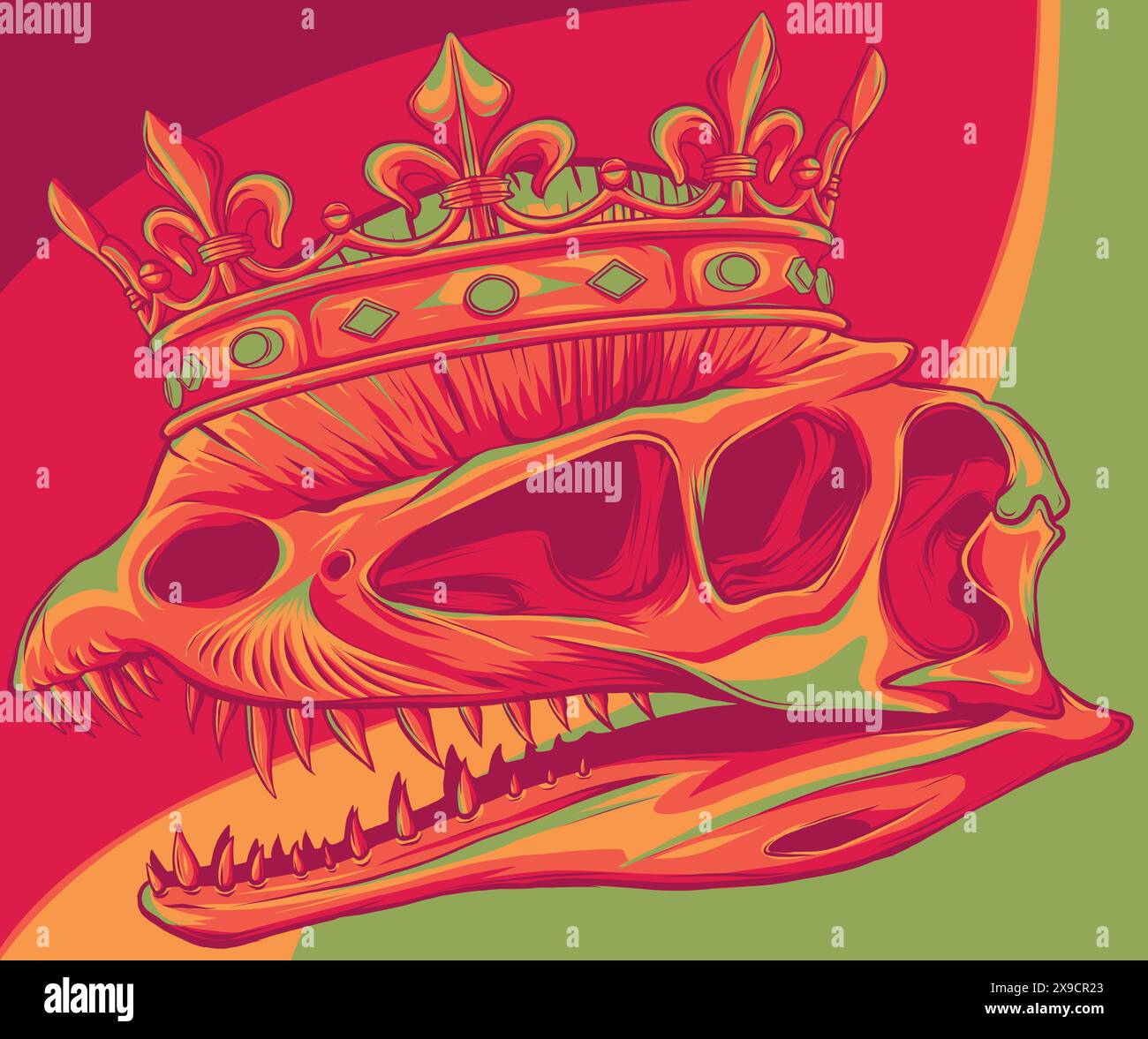 Vector illustration of dinosaur skull with skull Stock Vector Image & Art - Alamy