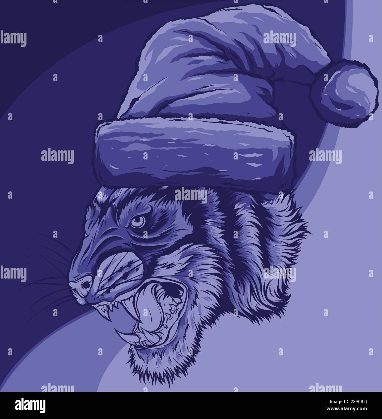 Tiger wearing a santa claus hat. Christmas tiger. vector illustration ...