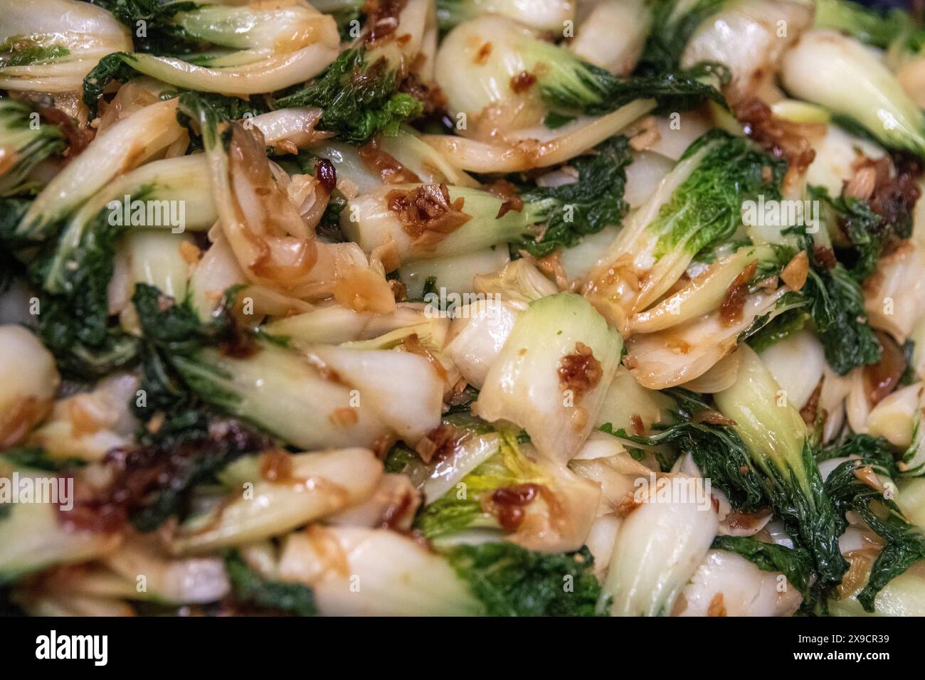 Braised bok choy cabbage shot up close Stock Photo - Alamy