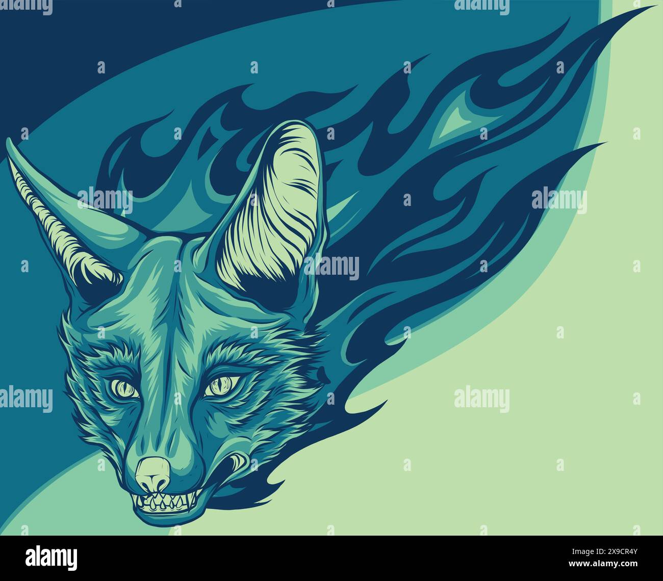 vector Illustration of fox head with flames Stock Vector Image & Art ...
