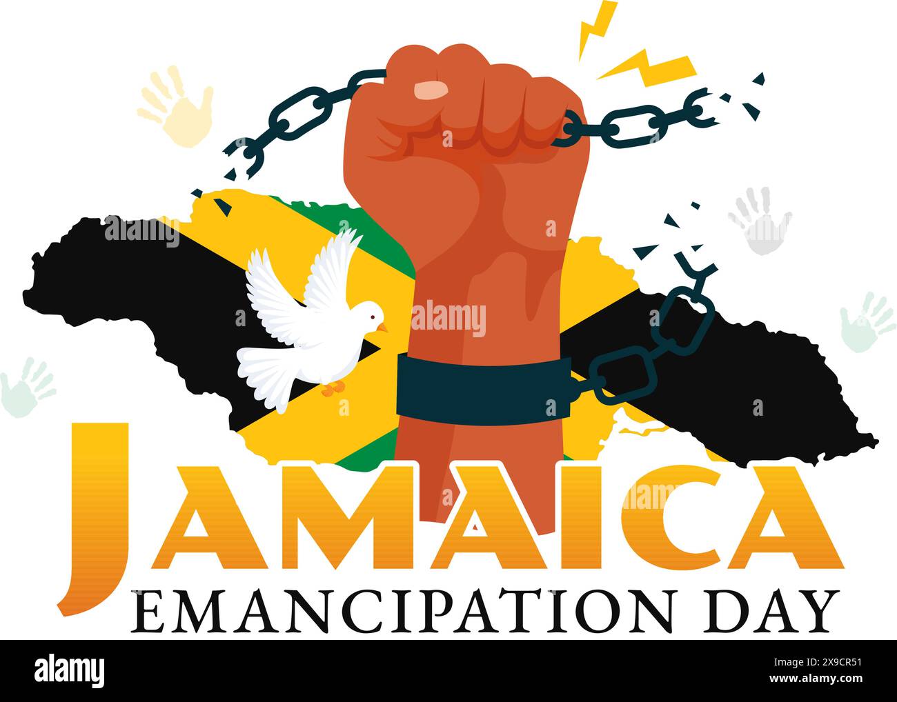 Vector Illustration of Jamaica Emancipation Day on August 1st with a Waving Flag and Patriotic ...