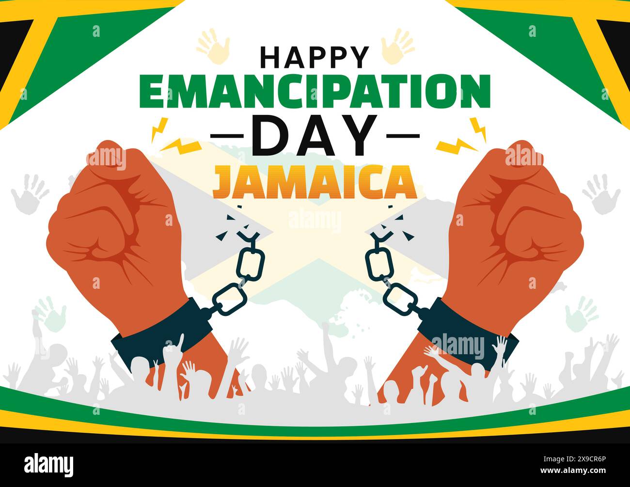 Vector Illustration of Jamaica Emancipation Day on August 1st with a Waving Flag and Patriotic ...