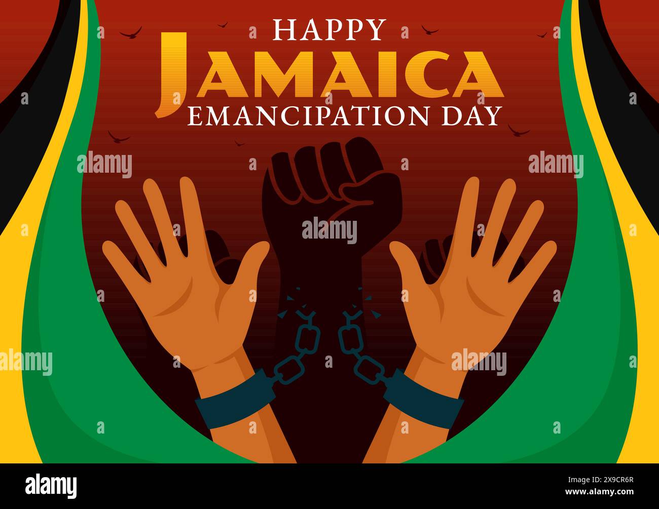 Vector Illustration of Jamaica Emancipation Day on August 1st with a Waving Flag and Patriotic ...