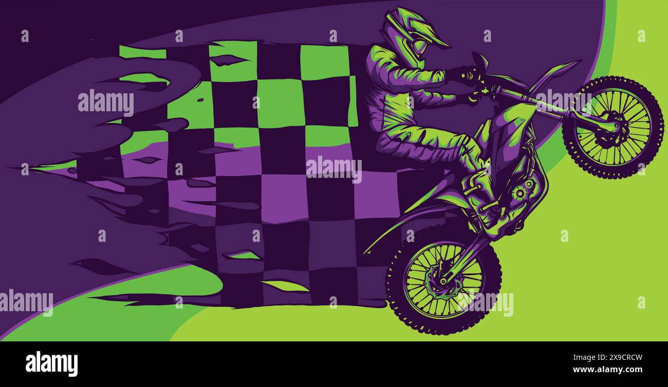vector illustration of motocross racing flag background template Stock ...