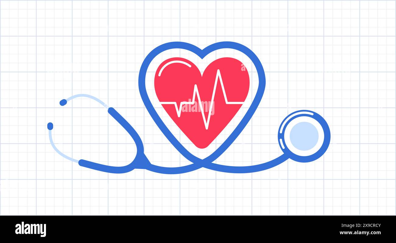 Electrocardiogram concept. ECG, line drawing heart pulse. Heartbeat ...