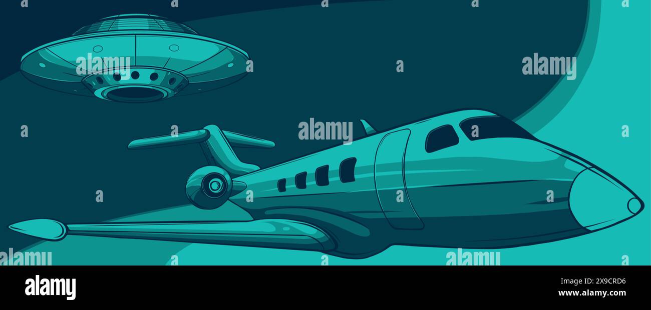 ufo hunting airplane cartoon on white background Stock Vector Image ...